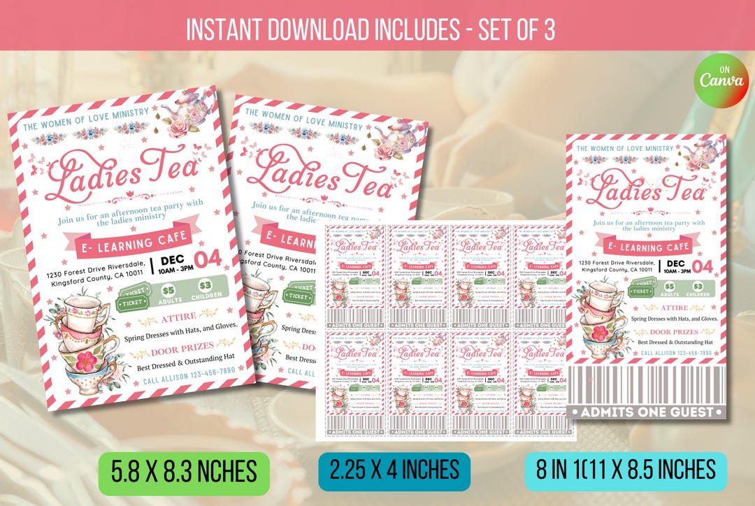 EDITABLE Ladies Tea Event Flyer Printable With Ladies Conference Event ...