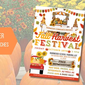 EDITABLE Fall Harvest Festival Invitation Flyer, School Event Harvest ...