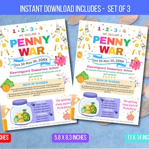 EDITABLE Penny War Fundraiser Flyer, Printable School Fundraiser Event ...