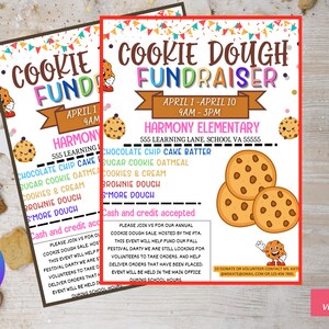 Cookie Dough Fundraiser Flyer, School PTA PTO Fundraising, Church ...