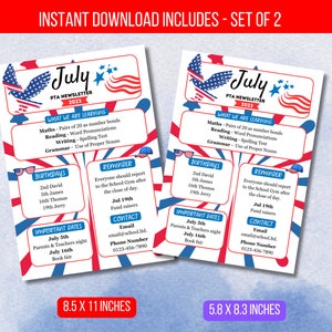 EDITABLE July Newsletter Template, Classroom Printable Handout Flyer ...