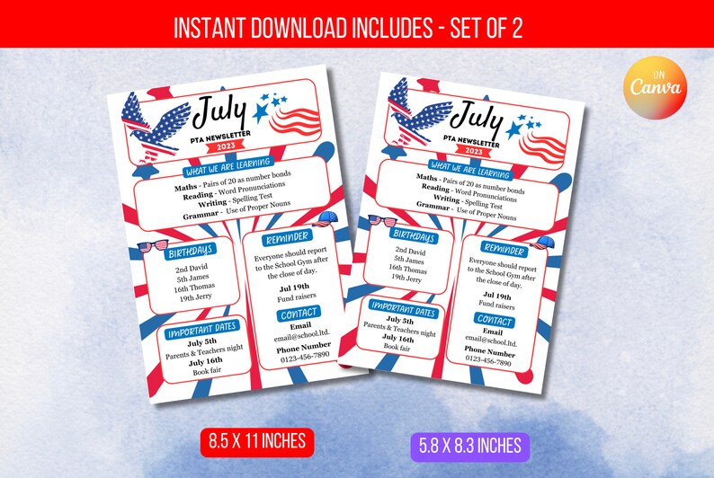 EDITABLE July Newsletter Template Classroom Printable Handout - Etsy