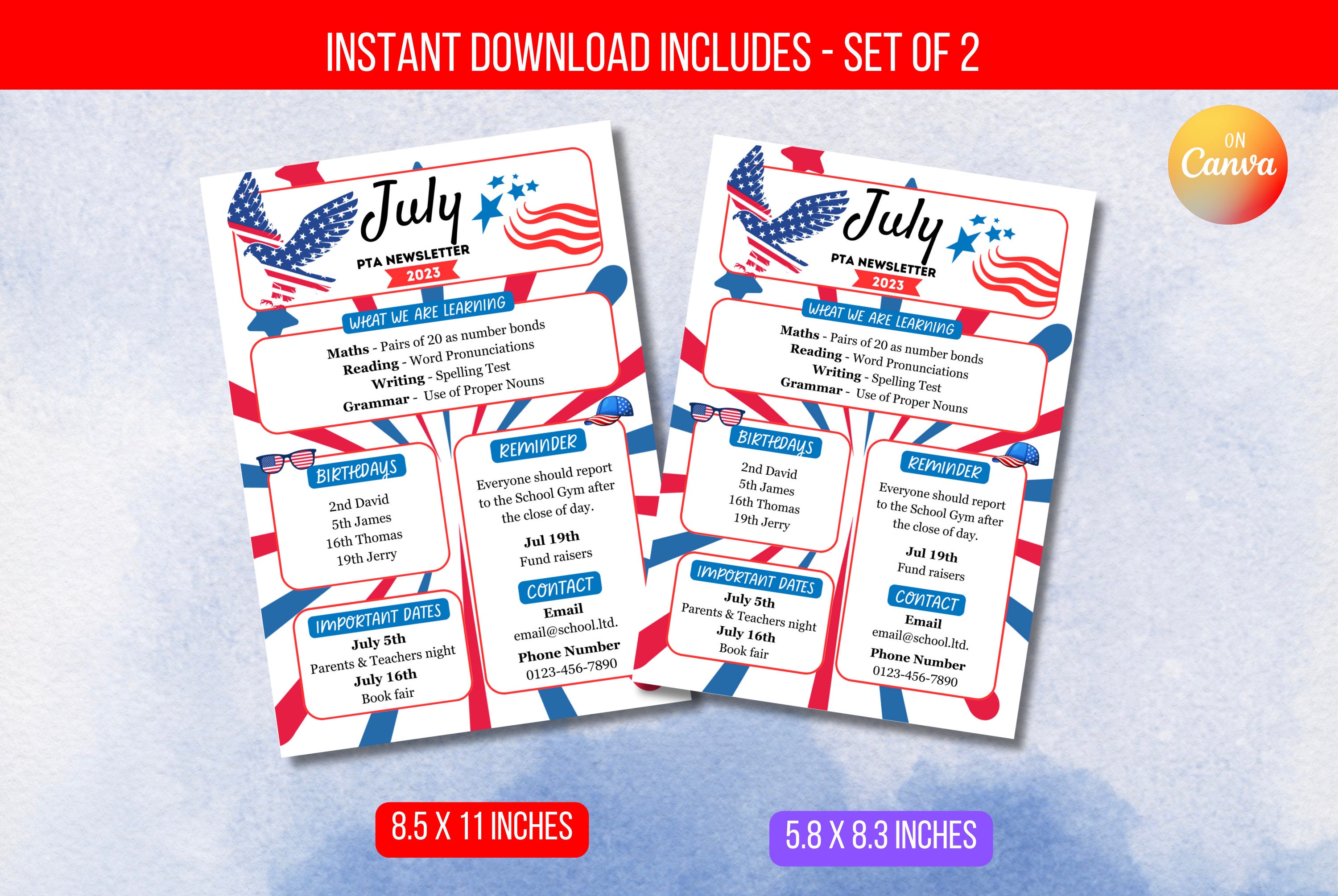 EDITABLE July Newsletter Template Classroom Printable Handout - Etsy