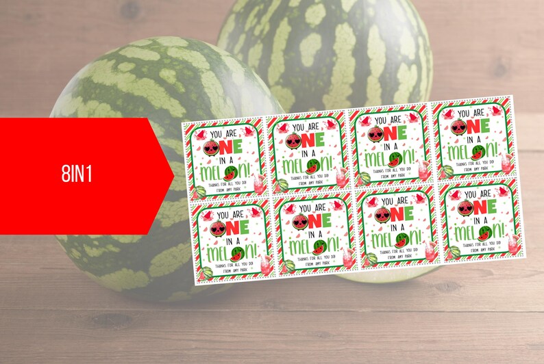 EDITABLE Watermelon Appreciation Gift Tag, You Are One in A Melon ...