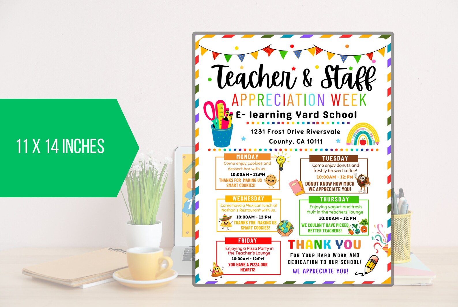 EDITABLE Teacher and Staff Appreciation Invitation, Editable School ...