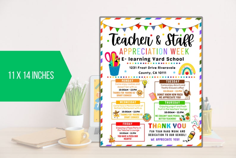 EDITABLE Teacher and Staff Appreciation Invitation, Editable School ...