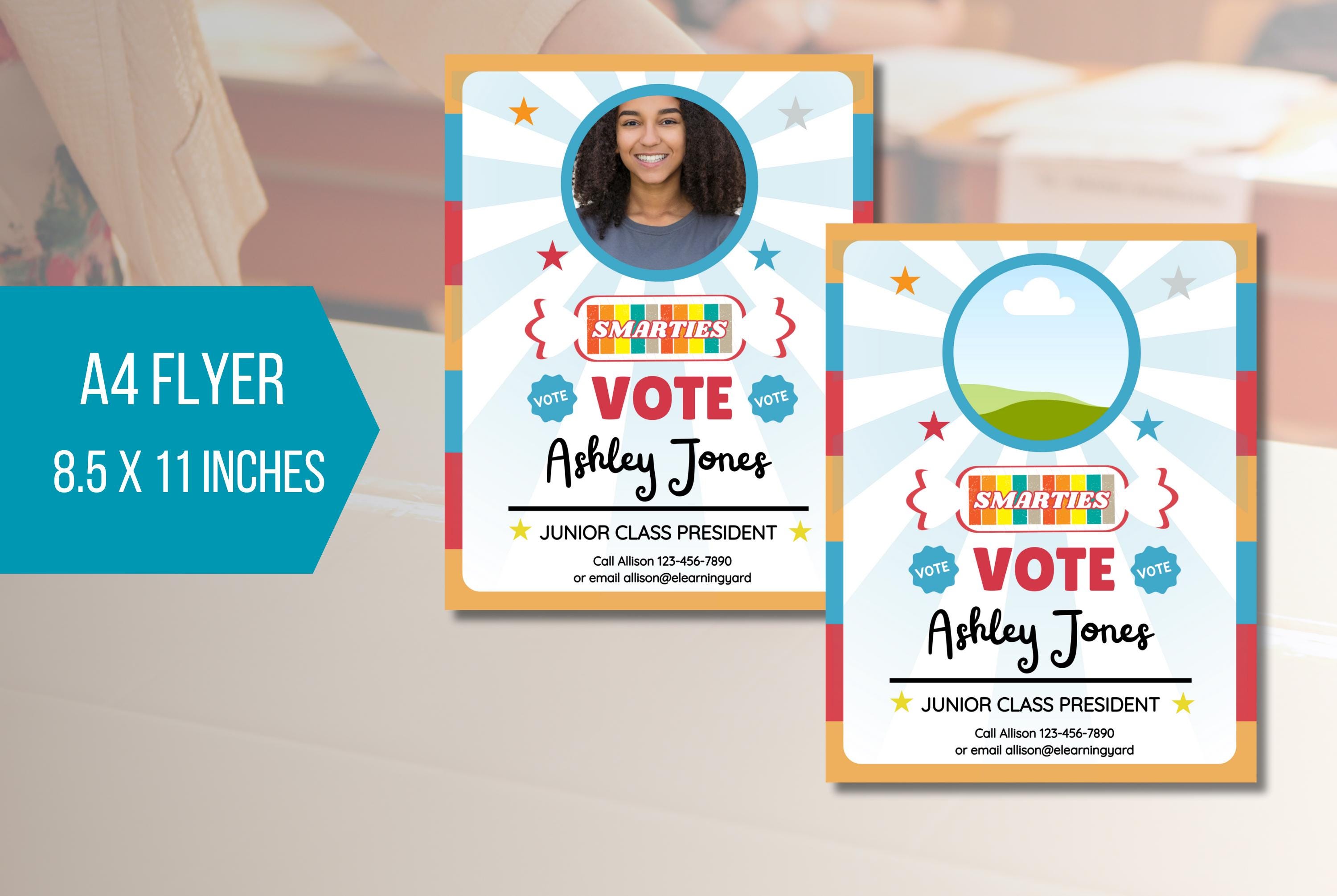 EDITABLE Presidential Campaign Poster, Smartie Student Poster, Class ...