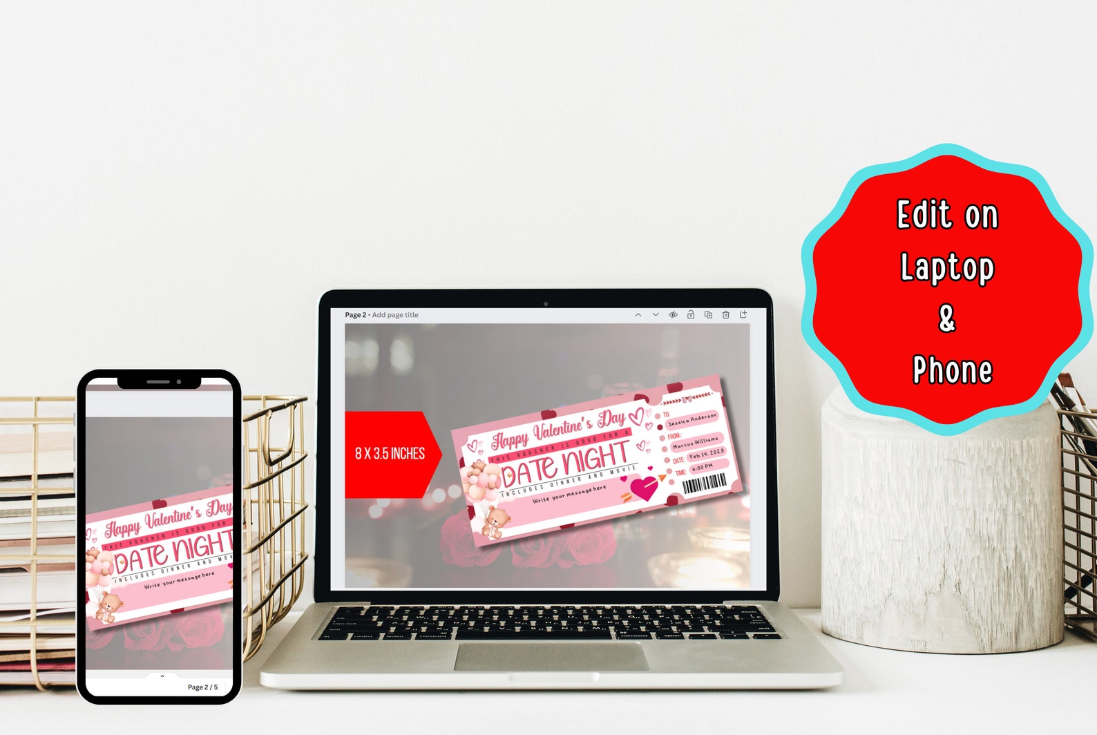 EDITABLE Valentines Day Date Night Ticket Template - Personalized Event ...