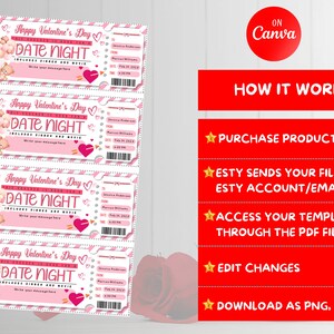 EDITABLE Valentines Day Date Night Ticket Template - Personalized Event ...