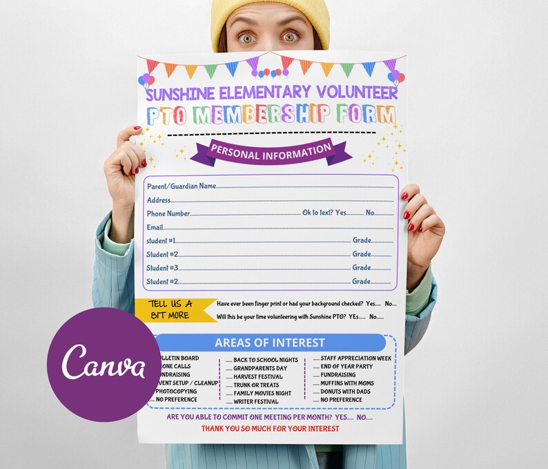 Printable PTO PTA Membership Form, Pto/pta Parent Volunteer Sign up ...