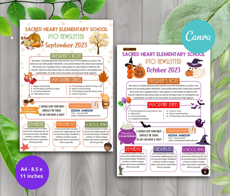 Editable Yearly Newsletter Template Set, Classroom Printable Handout ...