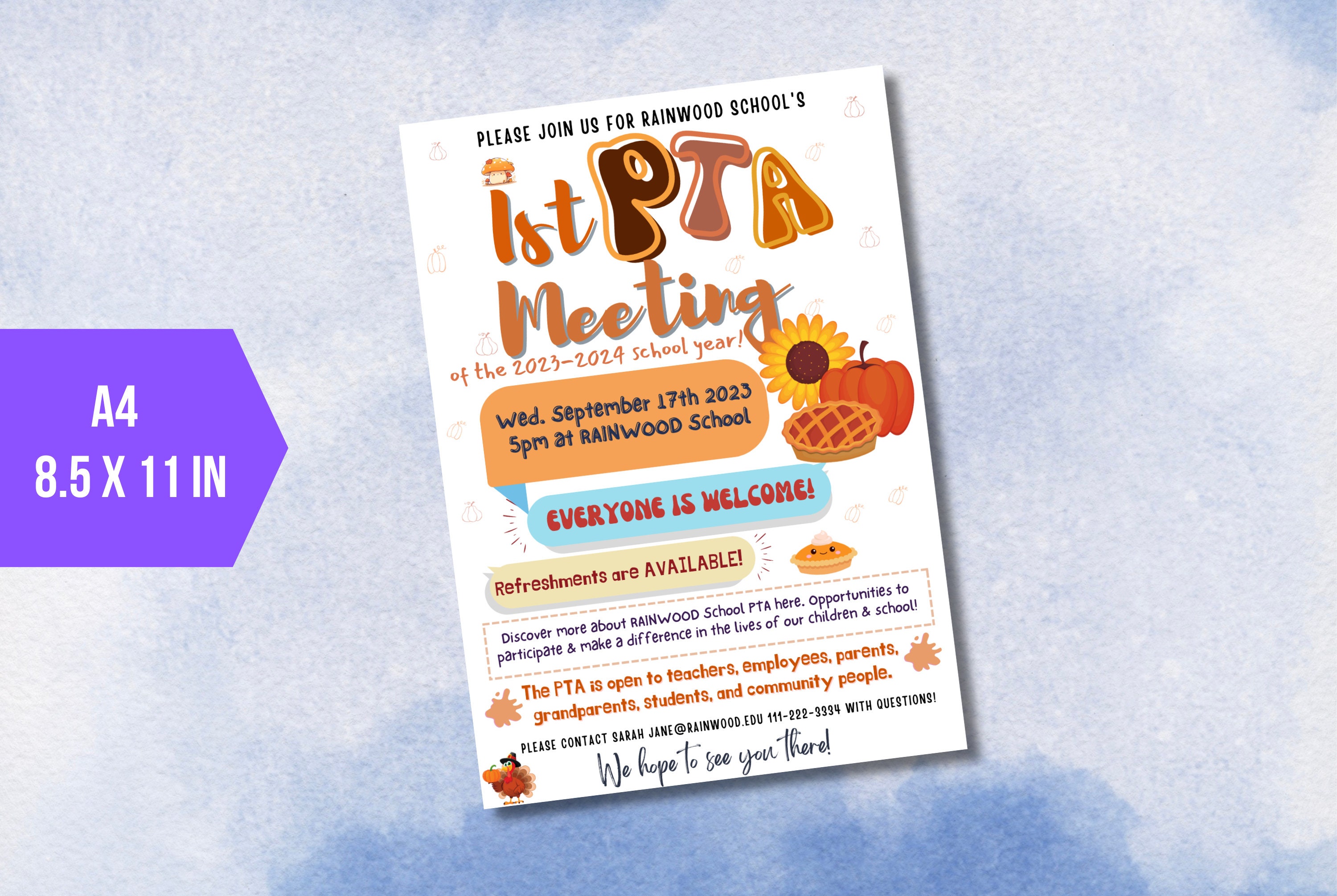 EDITABLE PTA Meeting Handout Flyer School Information Meeting - Etsy