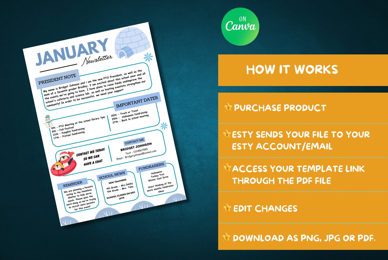 EDITABLE January Newsletter Template Classroom Printable - Etsy