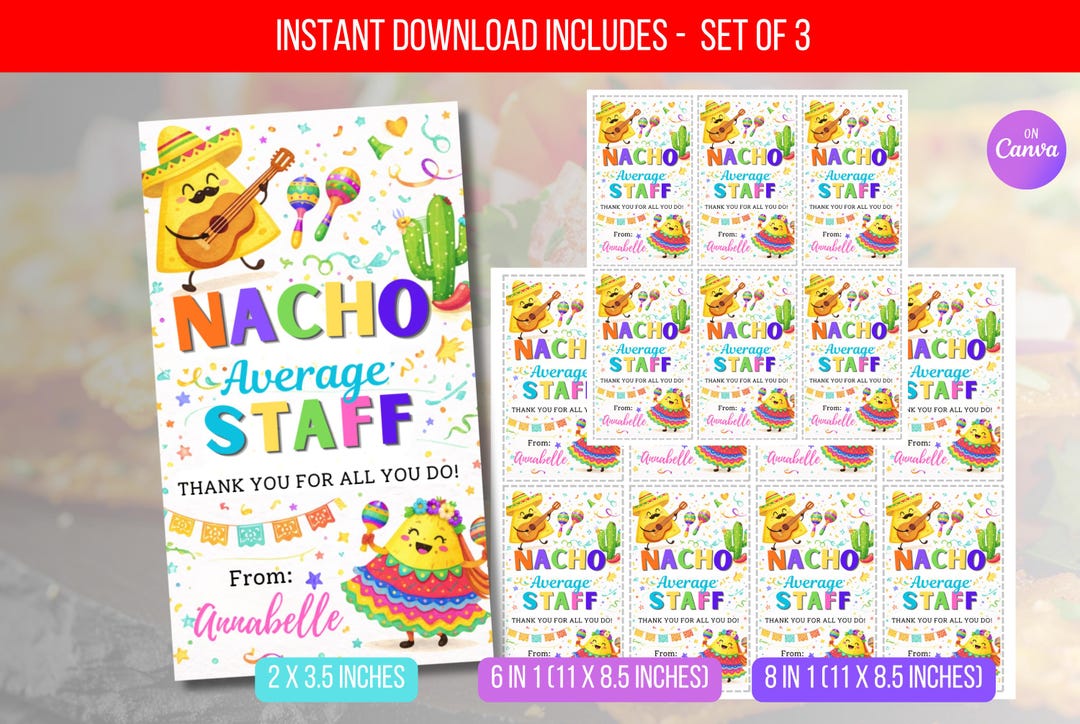 EDITABLE Nacho Average Christmas Gift Tag, Nachos Holiday Gift Tag ...