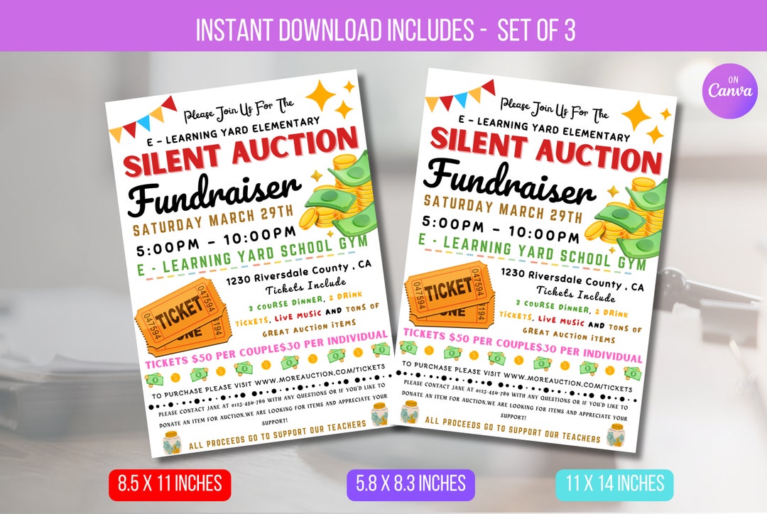 EDITABLE Silent Auction Fundraiser Template, Auction Fundraiser Invite ...