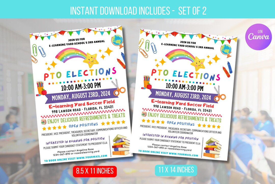 EDITABLE PTO Election Volunteer Board Member Flyer, School Board PTO ...