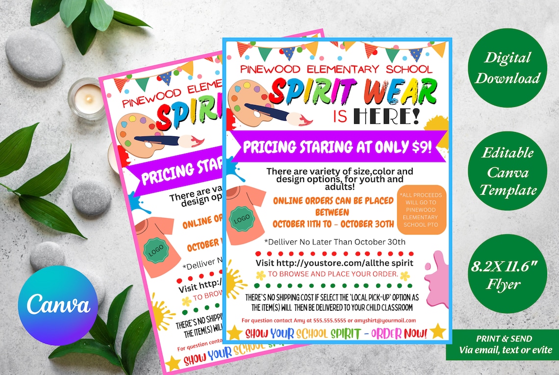 School Spirit Wear Fundraiser Flyer, Clothing T-shirt Sale, Printable ...