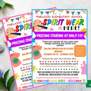 School Spirit Wear Fundraiser Flyer, Clothing T-shirt Sale, Printable ...