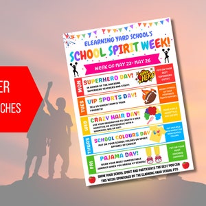 EDITABLE School Spirit Week Flyer, School Spirit Week Poster, Spirit ...