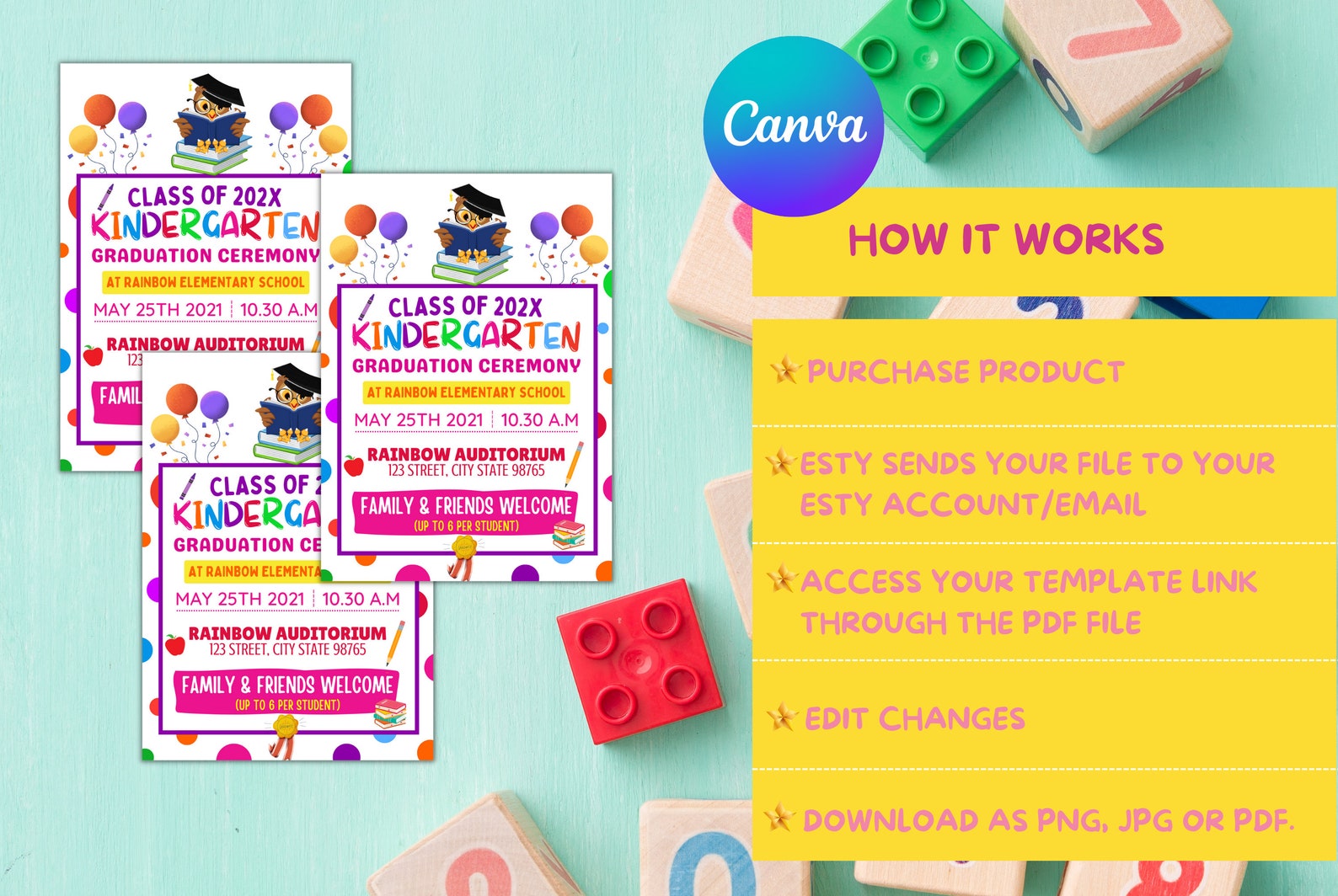 Kindergarten Graduation Invitation, Editable Kindergarten Graduation ...