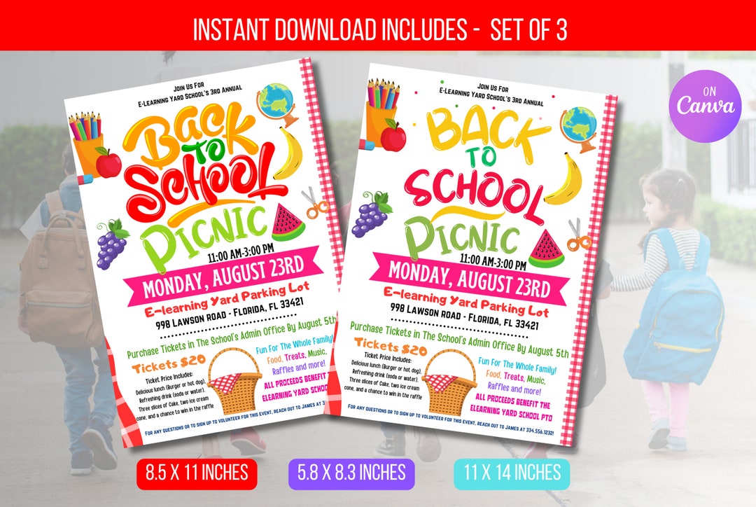 EDITABLE Back to School Picnic Invite, School Picnic Party Invite, End ...