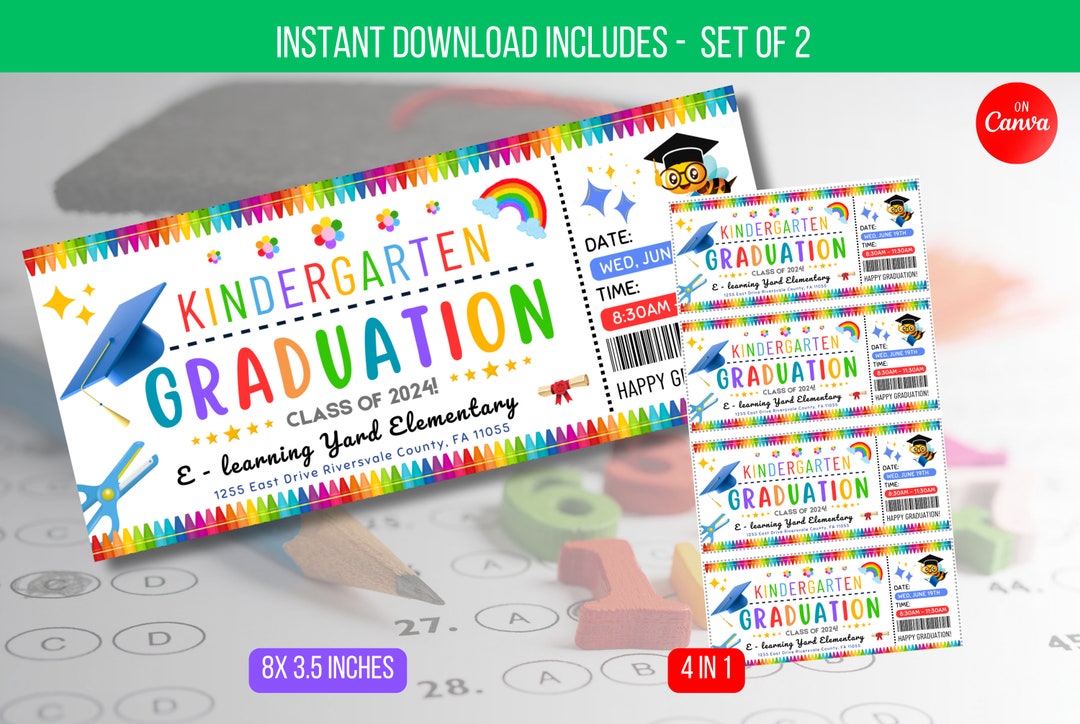 EDITABLE Pre School Graduation Ticket, Kindergarten Graduation, School ...