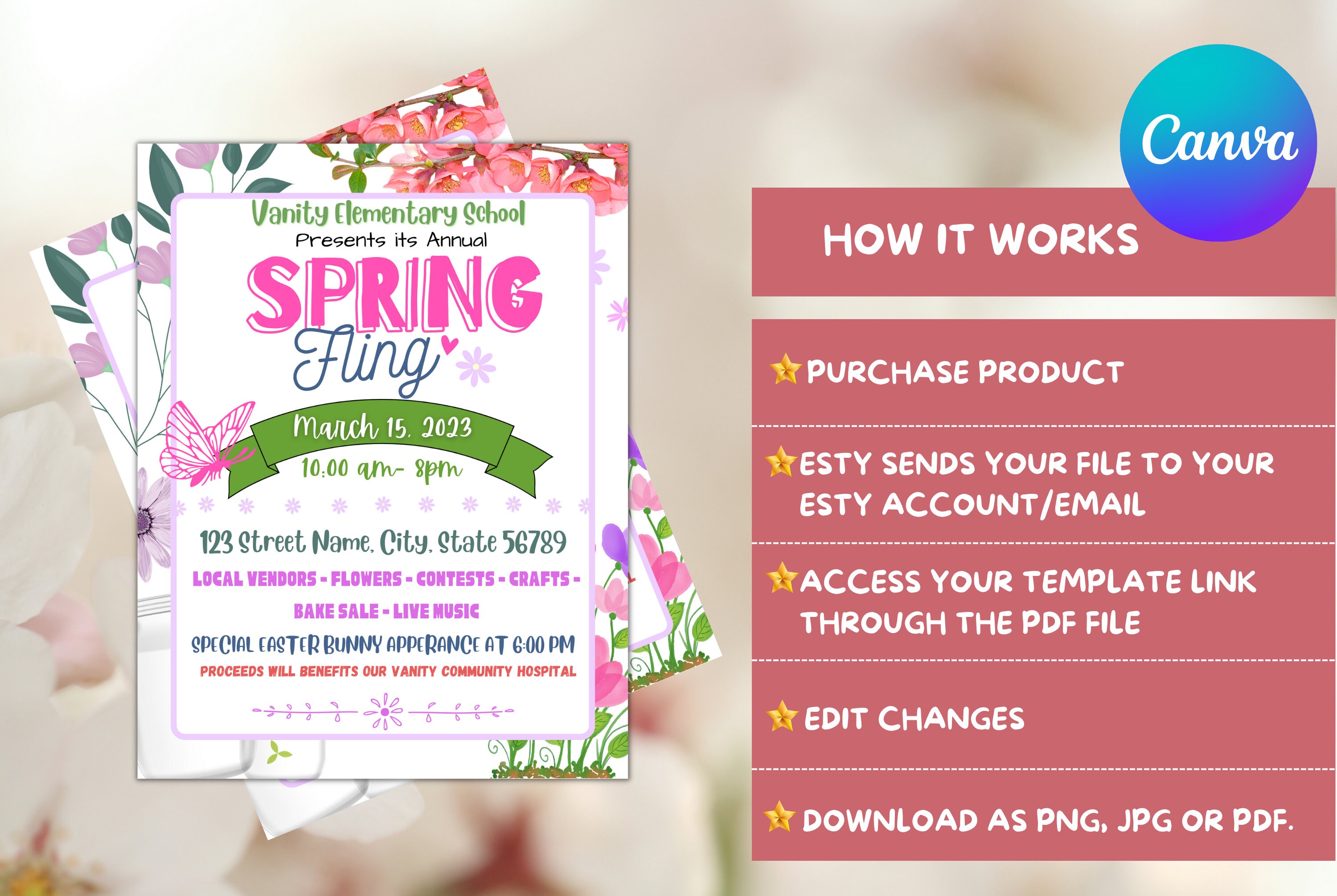 Spring Market Flyer, EDITABLE Poster for Bazaar, Easter Festival ...