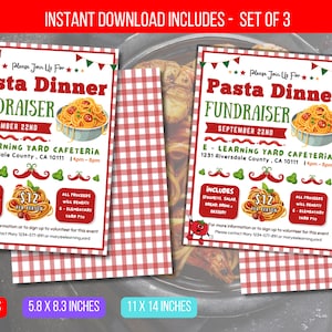 EDITABLE Pasta Dinner Fundraiser Flyer Pasta Dinner Invite, Benefit ...
