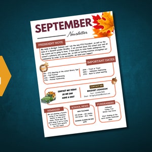 EDITABLE September Newsletter Template, Classroom Printable Handout ...