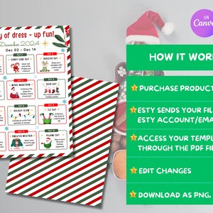 EDITABLE 12 Days of Christmas Dress up Days Itinerary, Christmas ...