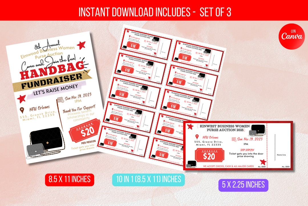 EDITABLE Handbag Fundraiser Flyer Template, Custom Design School ...