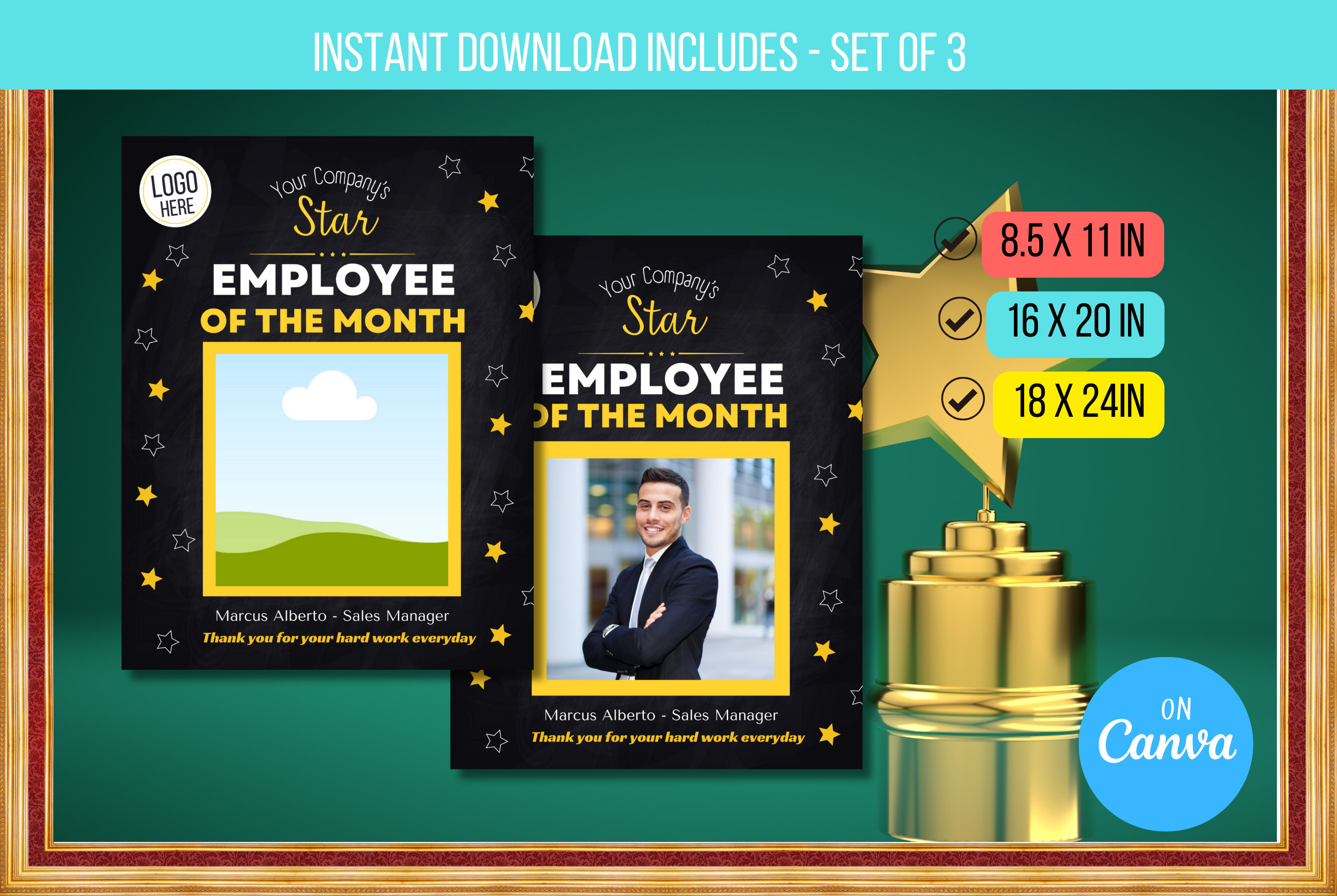 Editable Employee of the Month Flyer Employee Appreciation - Etsy