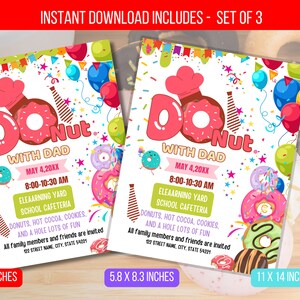 EDITABLE Donuts With Dad Flyer, Printable Donuts With Dad Invitation ...