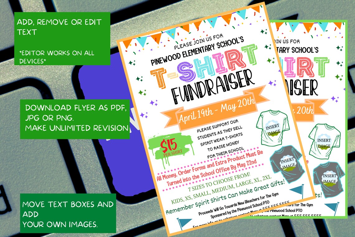 T-shirt Fundraiser Flyer Printable PTO PTA Sale Clothing - Etsy