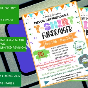 T-shirt Fundraiser Flyer Printable PTO PTA Sale Clothing School Spirit ...