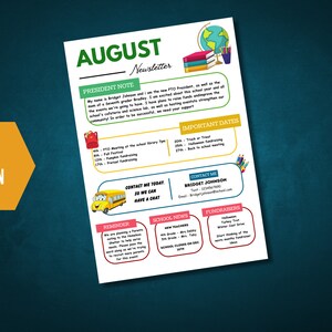 EDITABLE August Newsletter Template, Classroom Printable Handout Flyer ...