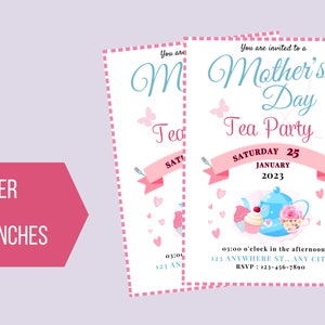 Mothers Day Tea Party Invitation With Tickets, Mother's Day Brunch ...