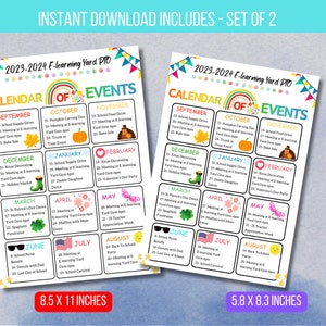 EDITABLE PTO Monthly Event Calendar Flyer Template, Year at a Glance ...