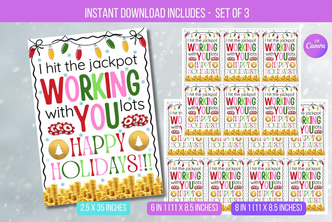 EDITABLE I Hit the Jackpot Working With You Christmas Gift Tag Lotto ...