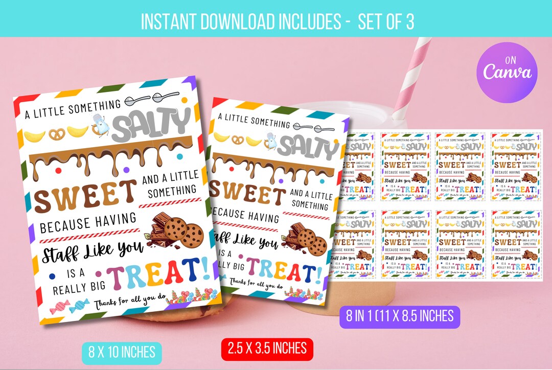 EDITABLE Salty Sweet Treat Gift Tag, Teacher Staff Employee ...