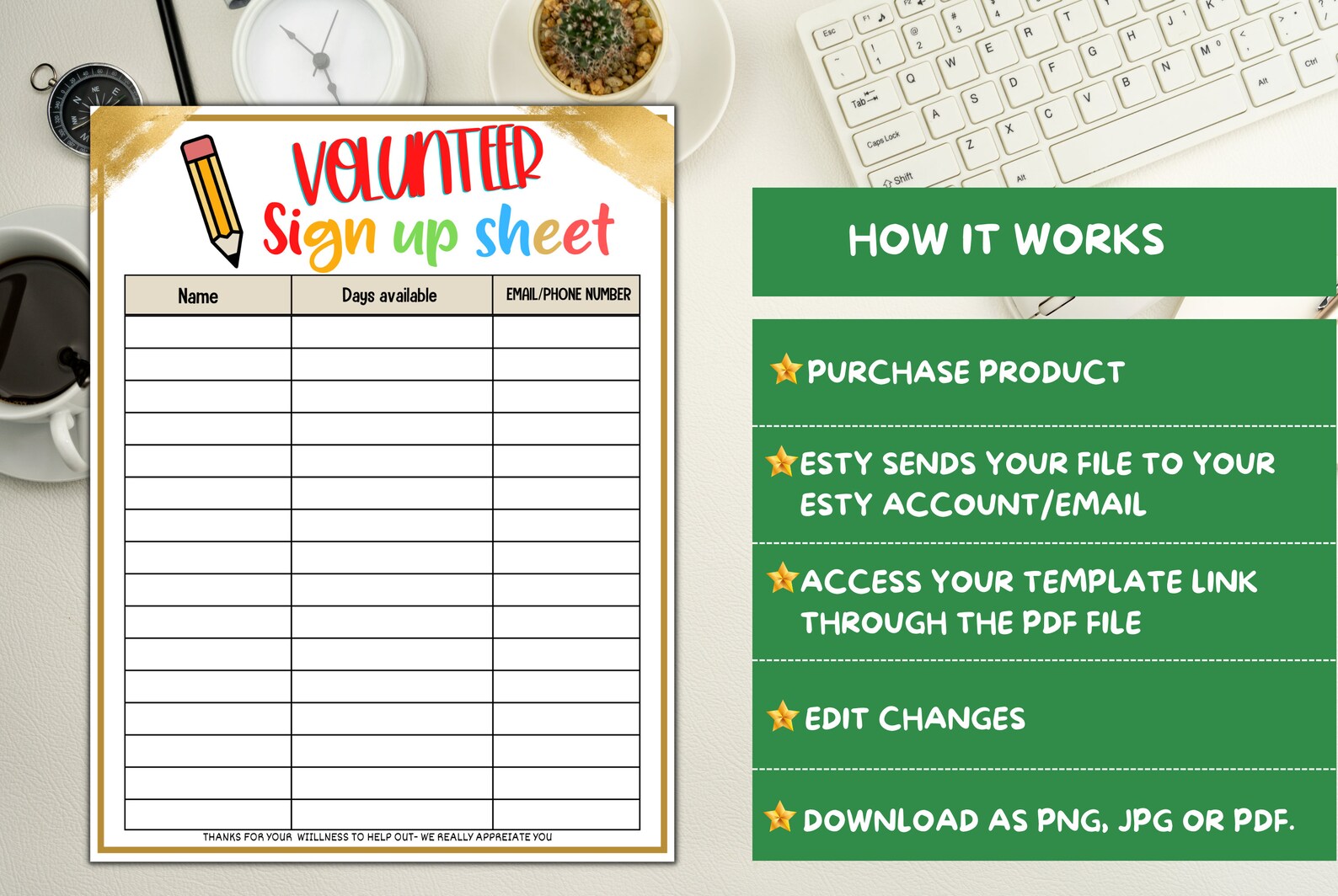 Teacher Volunteer Printable School Pto Pta Sign up Sheet - Etsy