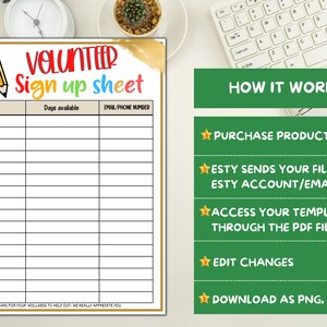 Teacher Volunteer Printable, School Pto Pta Sign up Sheet, Volunteer ...