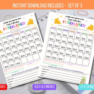 EDITABLE Cash Calendar Fundraiser Flyer Template, School Non-profit ...
