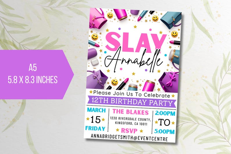 EDITABLE Girl Slay Birthday Invite, VSCO Double Digits Birthday Party ...