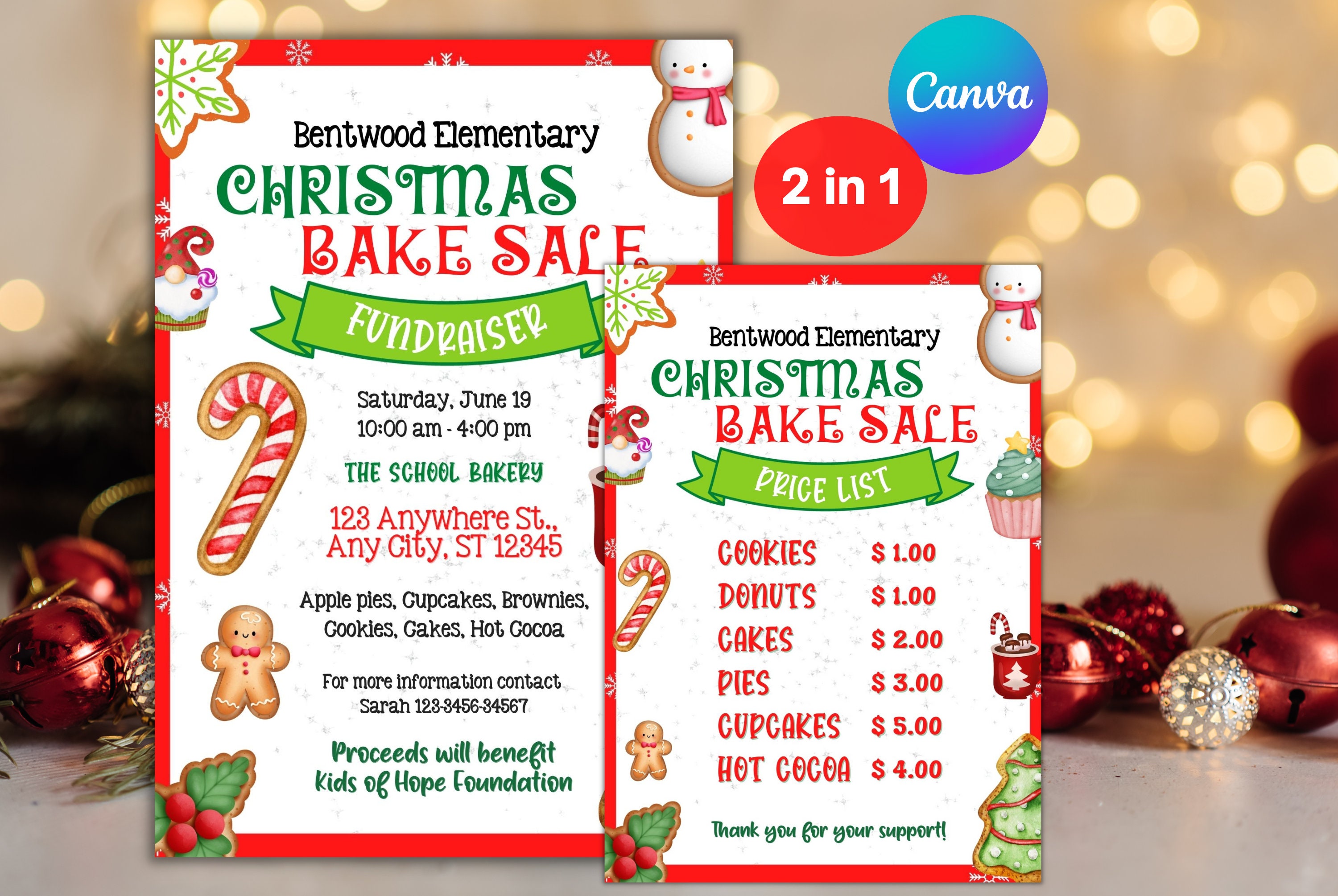 EDITABLE Christmas Bake Sale Flyer School Bake Sale Flyer Church Bake ...