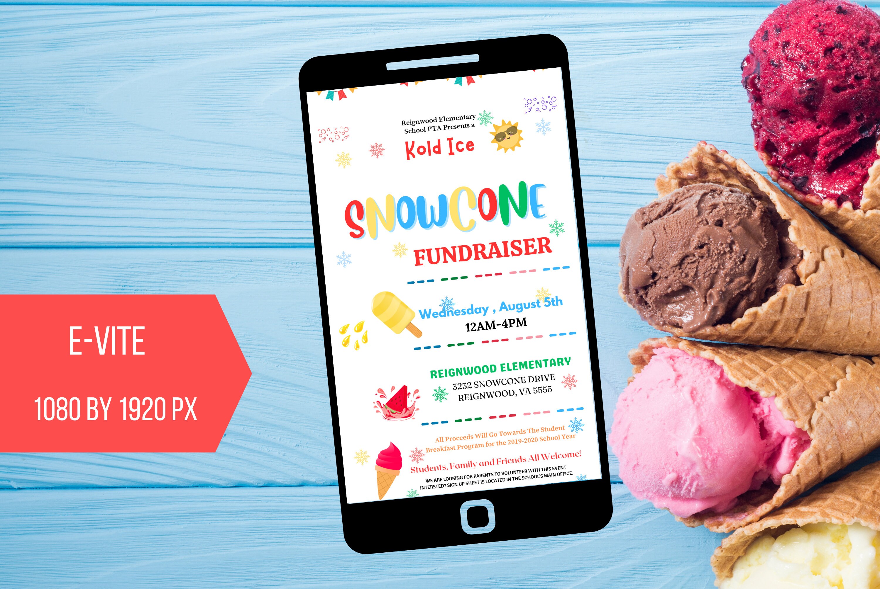 EDITABLE Snowcone Fundraiser Flyer, Editable Appreciation Week, Ice ...