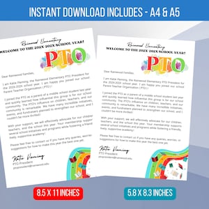 EDITABLE PTO President Letter, Pto President Welcome Letter School ...