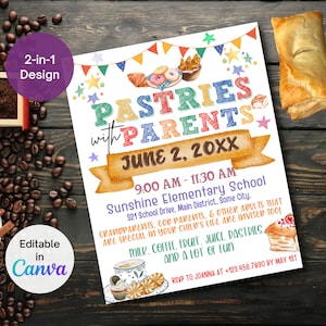 EDITABLE Pastries With Parents, PTA/PTO Breakfast School Fundraiser ...