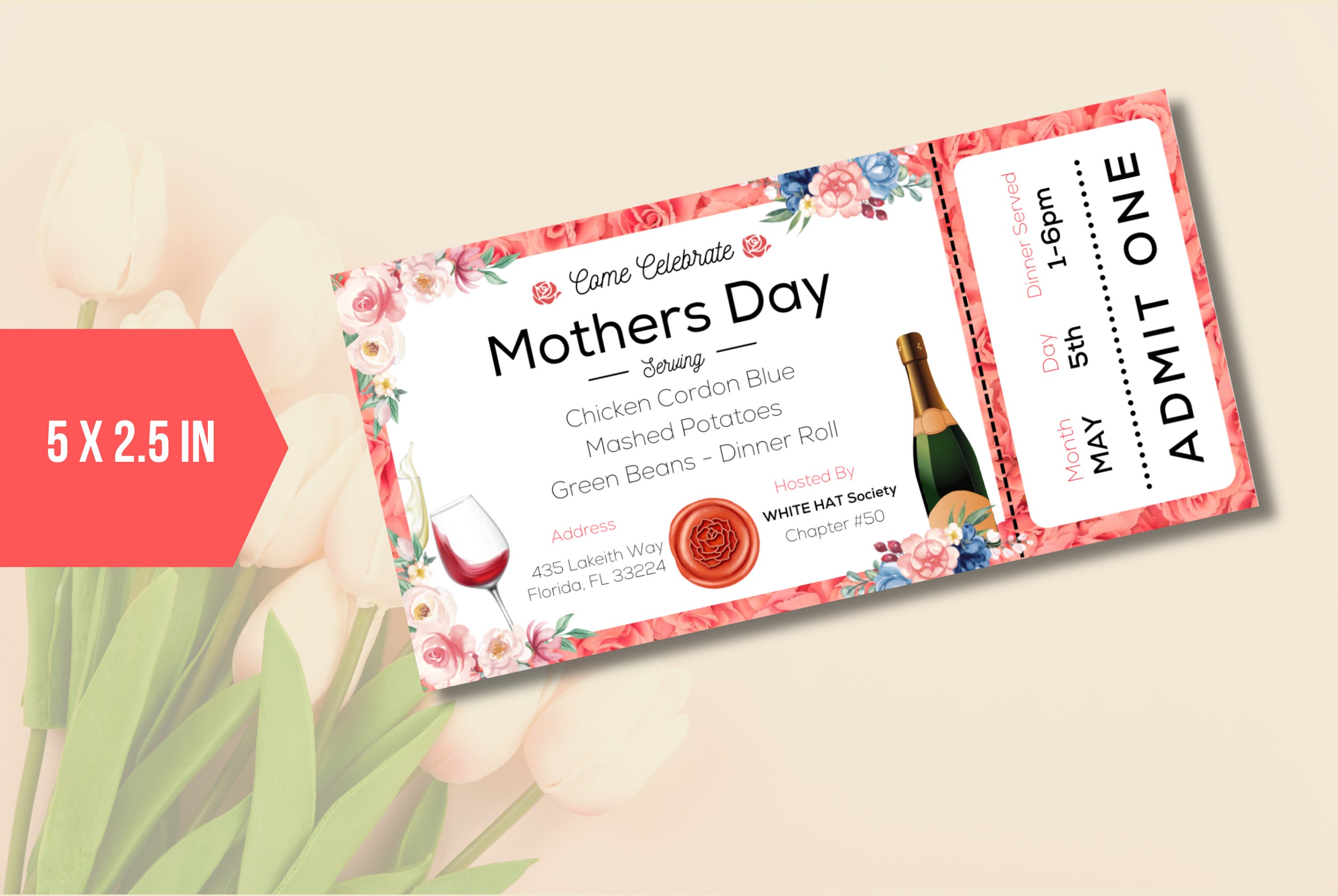 EDITABLE Mother's Brunch Ticket Template, Mothers Day Brunch Invitation ...