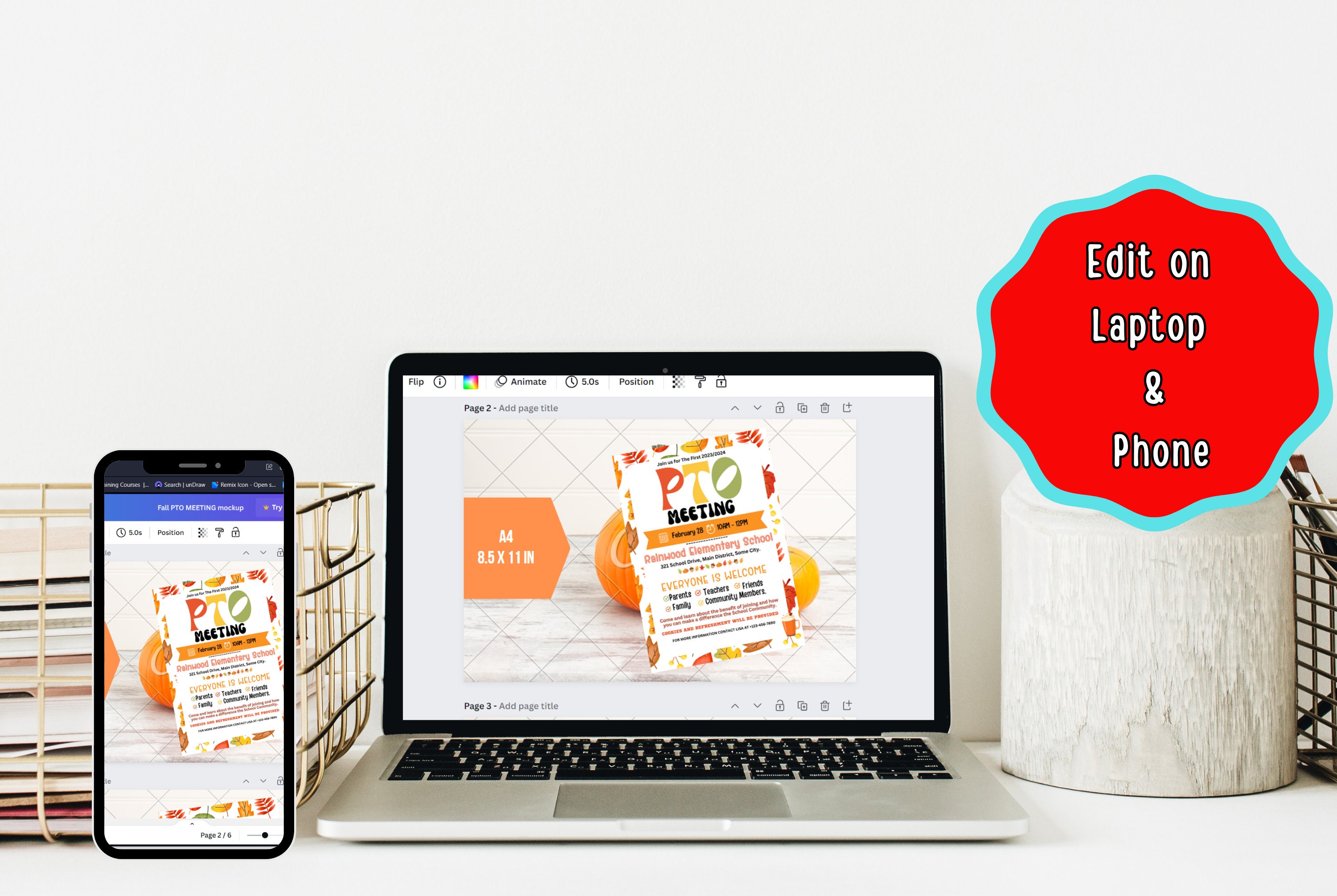 EDITABLE Fall PTO PTA Meeting Handout Flyer School - Etsy